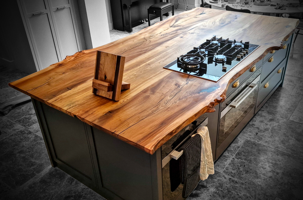 Solid Wood Kitchen Worktops / Oak Kitchen Islands with Live Edges ...