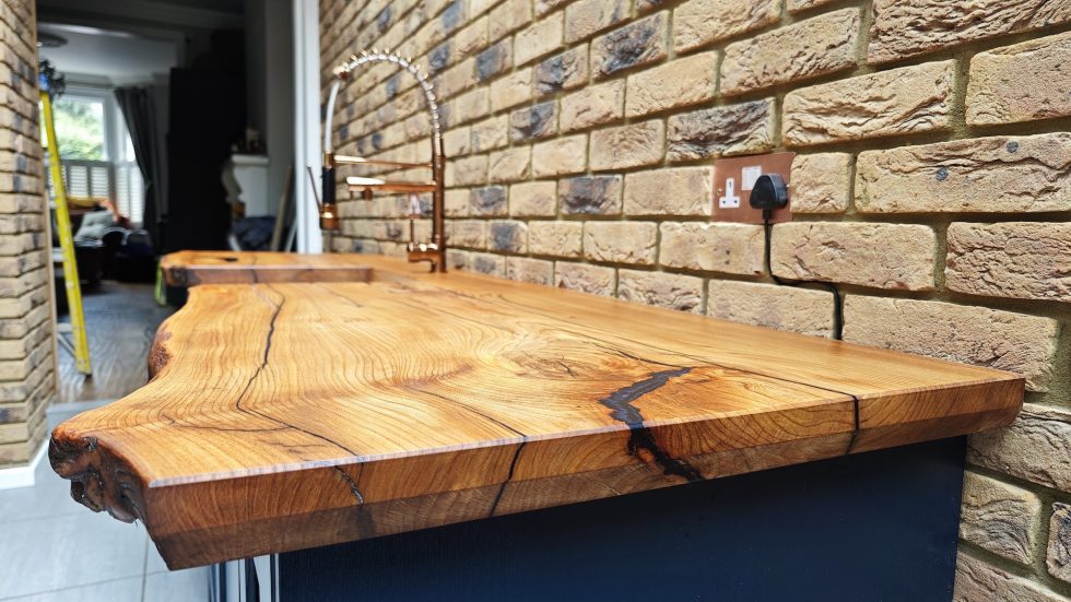 Solid Wood Kitchen Worktops / Oak Kitchen Islands with Live Edges ...