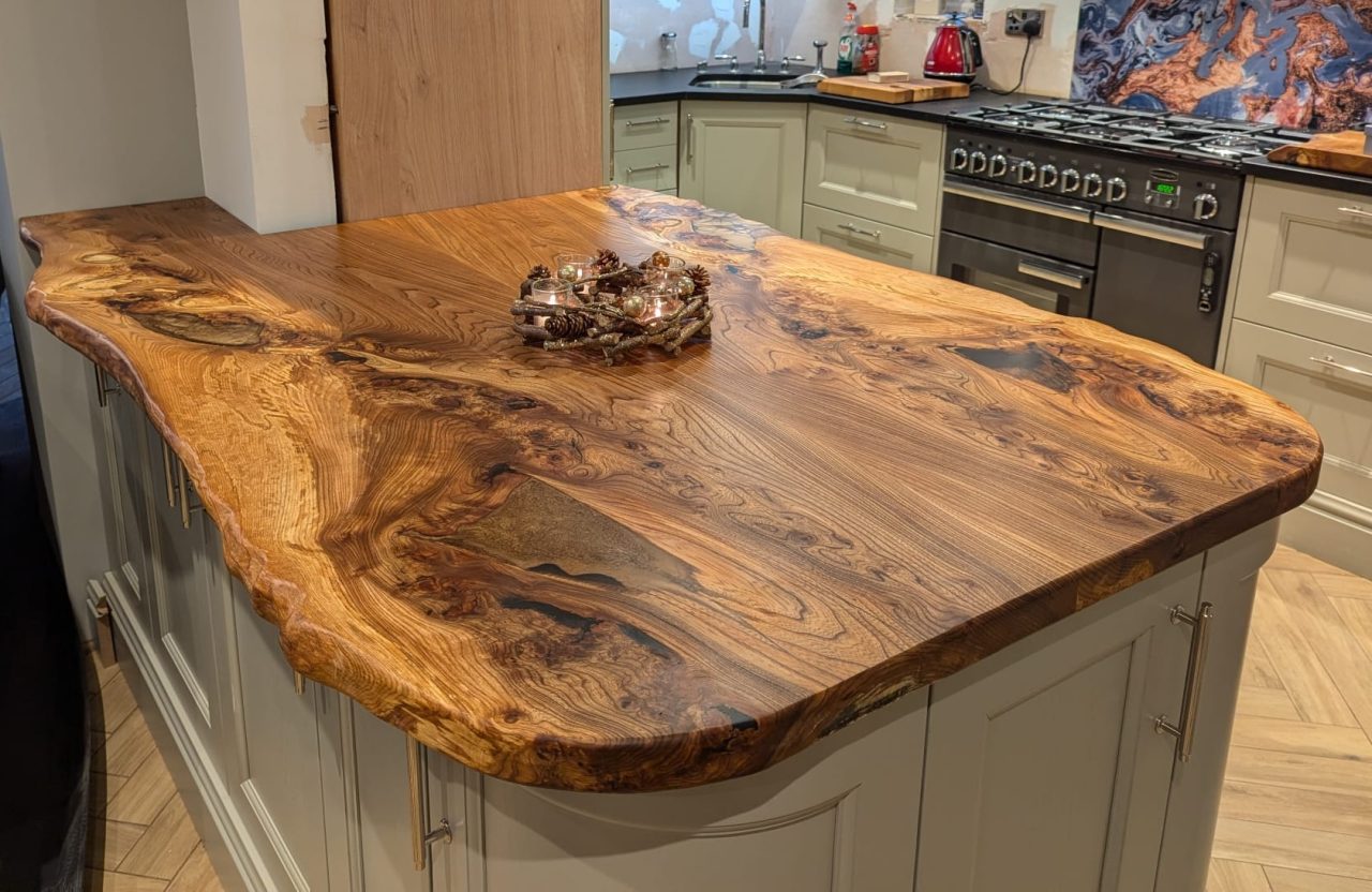 Solid Wood Kitchen Worktops / Oak Kitchen Islands with Live Edges ...